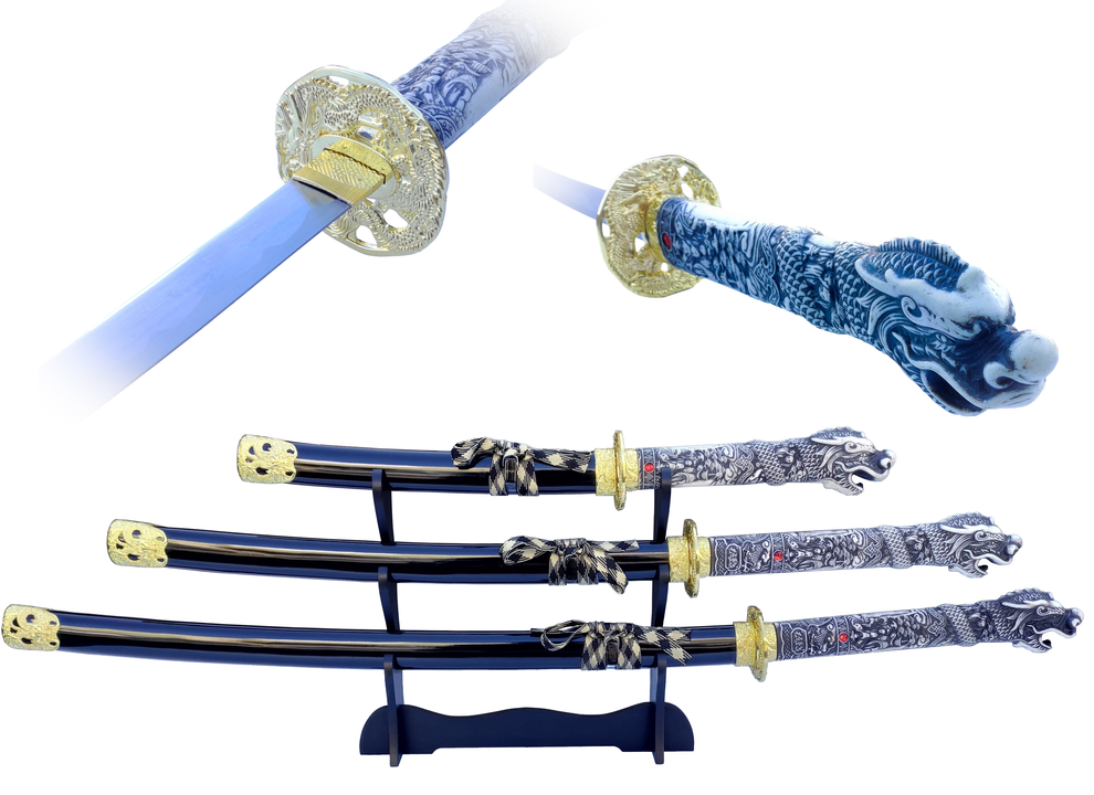 DRAGONHEAD KATANA HIGHLANDER SWORD TRIPLE SWORD SET BY DUNCAN MACLEOD ...