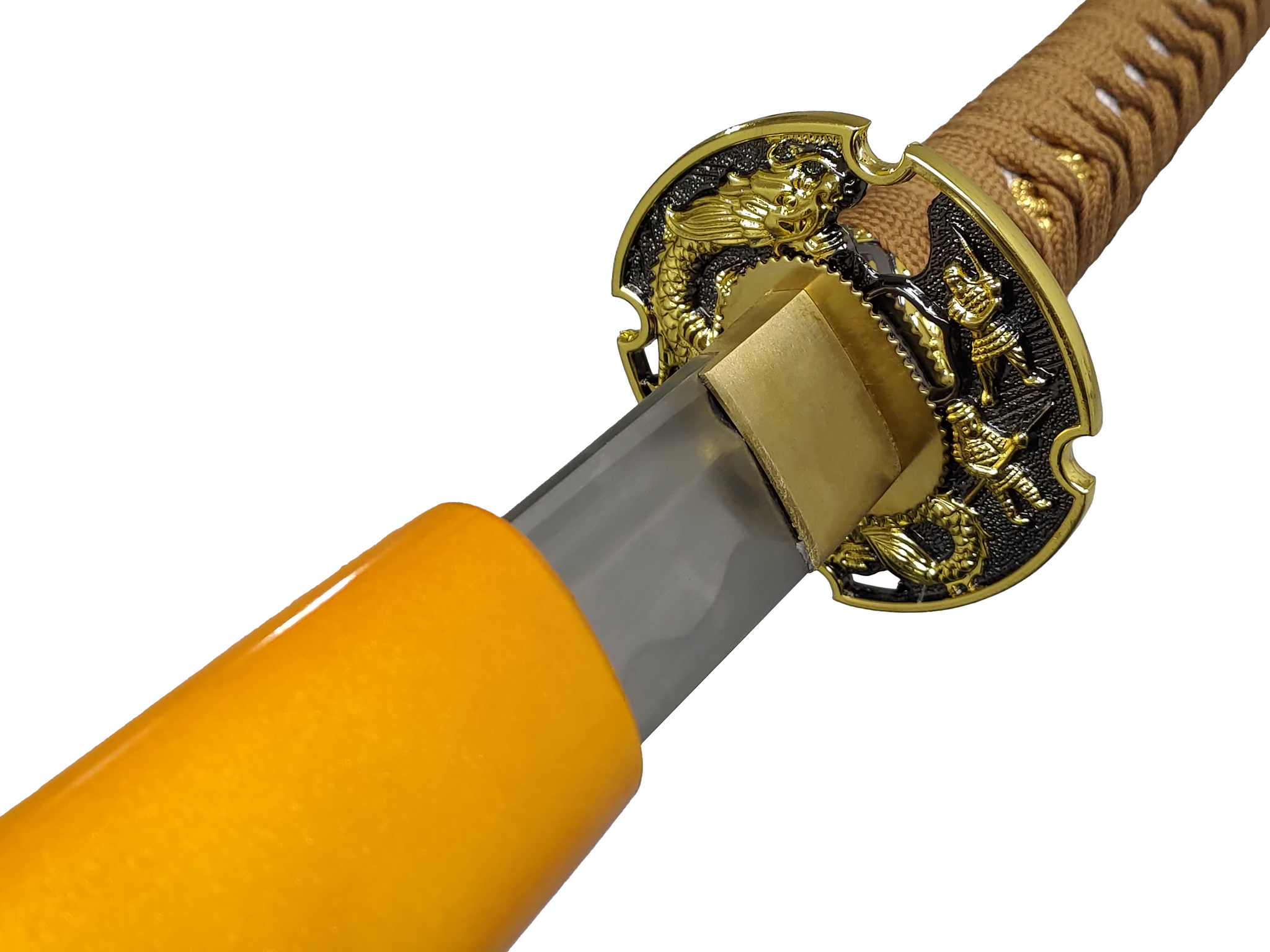 GOLD DRAGON KATANA FULL TANG JAPANESE CARBON STEEL SAMURAI SWORD ...